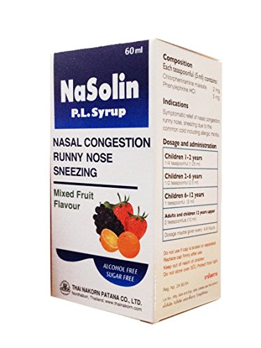 THAI NAKORN PATANA Nasolin P. L. Syrup Mixed Fruit Flavour 60 ml., Сир ...