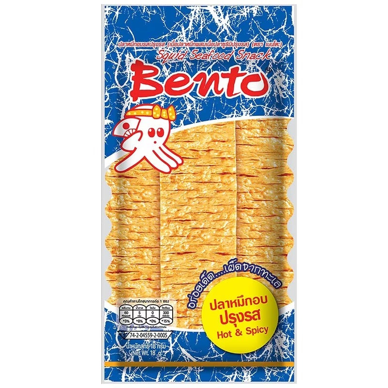 Bento Brand Squid Seafood Snack 18 g., Закуска из морепродуктов с каль ...
