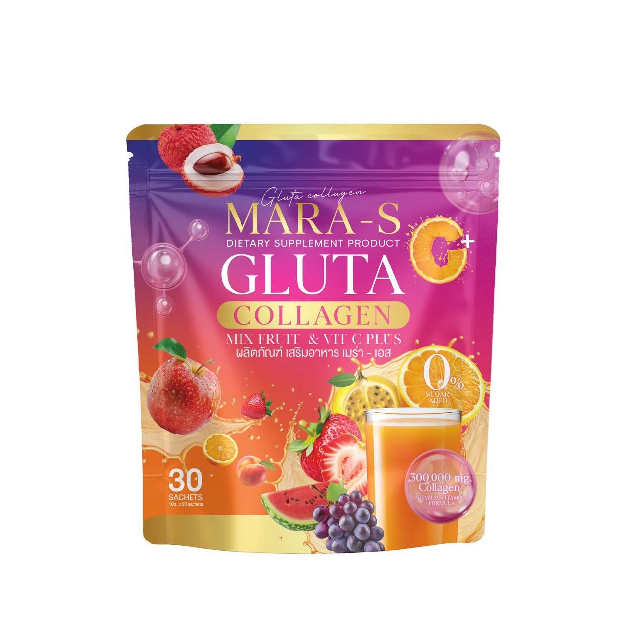 Mara-S Gluta Collagen (Mix Fruit & Vit C Plus) 10 g.* 30 sachets Dieta ...