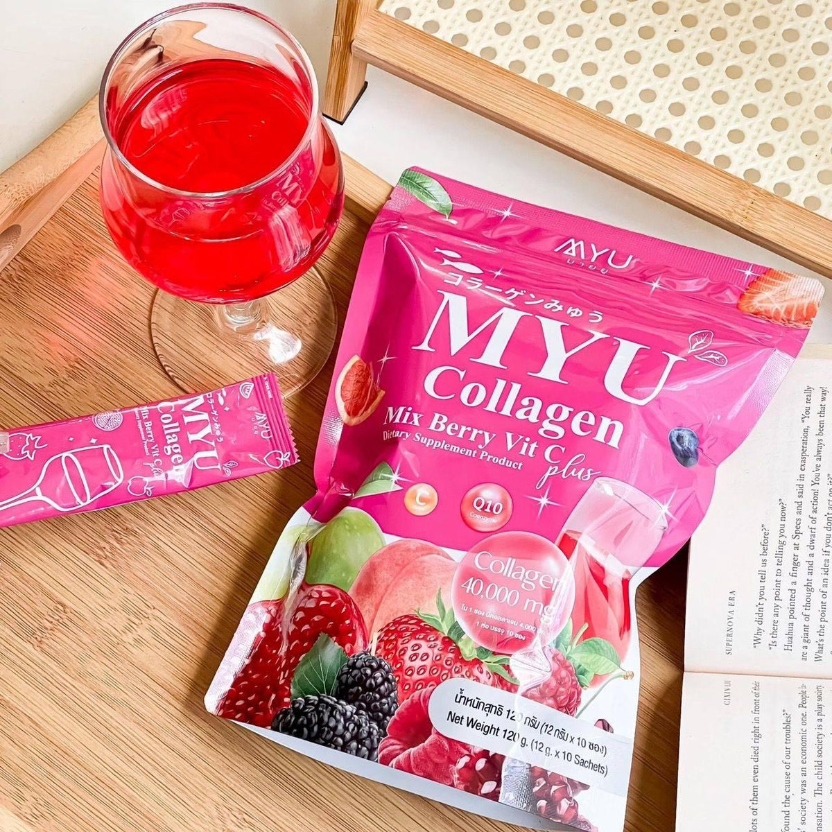 MYU Collagen Mix Berry Vit C Plus 12 g.*10 sachets Dietary Supplement ...