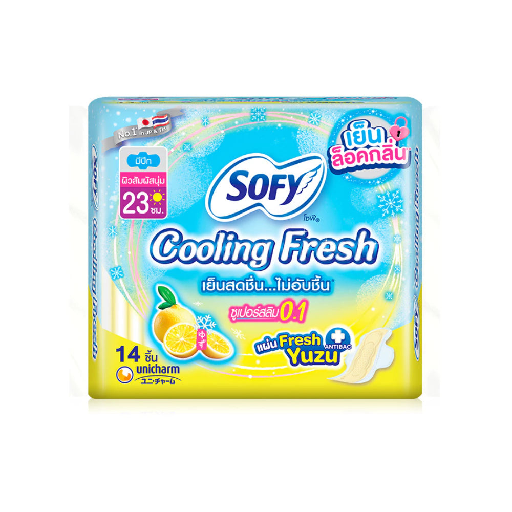 Sofy Cooling Fresh Yuzu Super Slim Wing 23 cm. 14 pcs., Охлаждающие еж ...