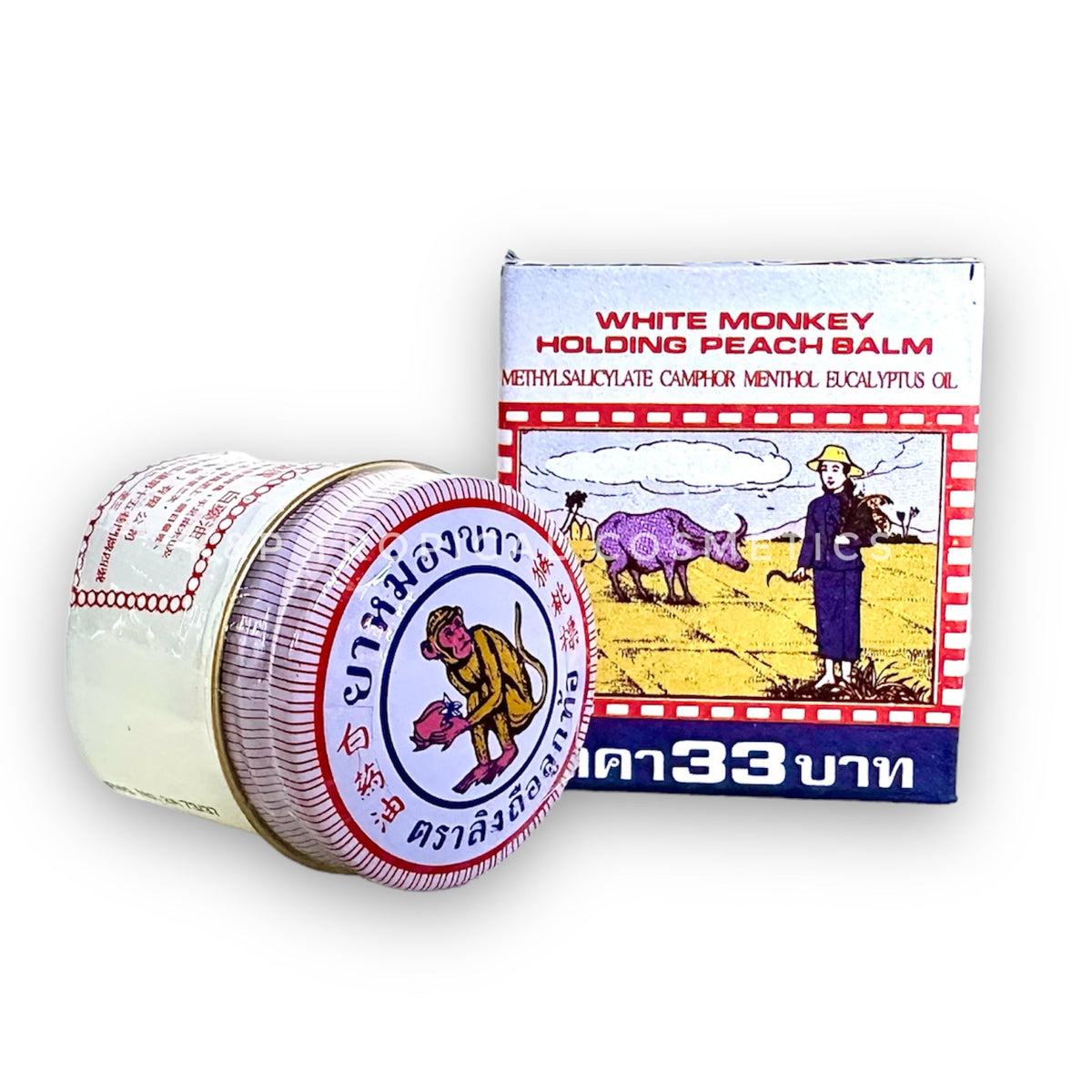 White Monkey Holding Peach Medicated Balm 12 g., Белый бальзам «Белая ...
